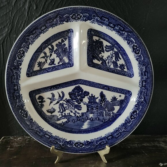 Romarco Ware | Dining | Antique Blue Willow Divided Grill Plate Made In ...